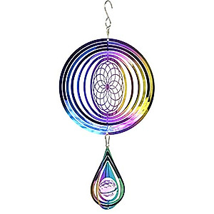 UOUDIO Stainless Steel Wind Spinner- 3D Indoor Outdoor Garden Decoration Crafts Ornaments (Dreamcatcher)