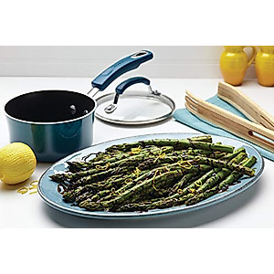 Rachael Ray Brights Nonstick Cookware Set / Pots and Pans Set - 14 Piece, Marine Blue