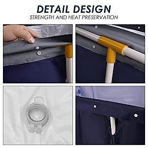 MATHOWAL Portable Bathtub, Foldable Bathtub for Adults, with Water Filling Cushion and Backrest, Suitable Hot Bath Ice (Dark Blue)