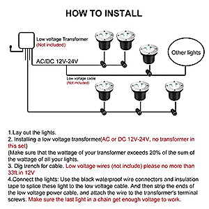 JESLED Landscape Lights 6W LED Well Lights, 12V 24V Ground Lights 6000K Bright White, IP67 Waterproof Low Voltage Landscape Lighting Spotlight for Driveway Deck Patio Yard Garden Outdoor (6 Pack)