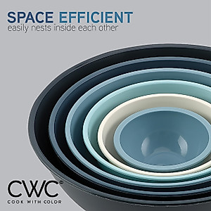 COOK WITH COLOR Plastic Mixing Bowls with Lids - 12 Piece Nesting Bowls Set includes 6 Prep Bowls and 6 Lids, Microwave Safe (Blue Ombre)