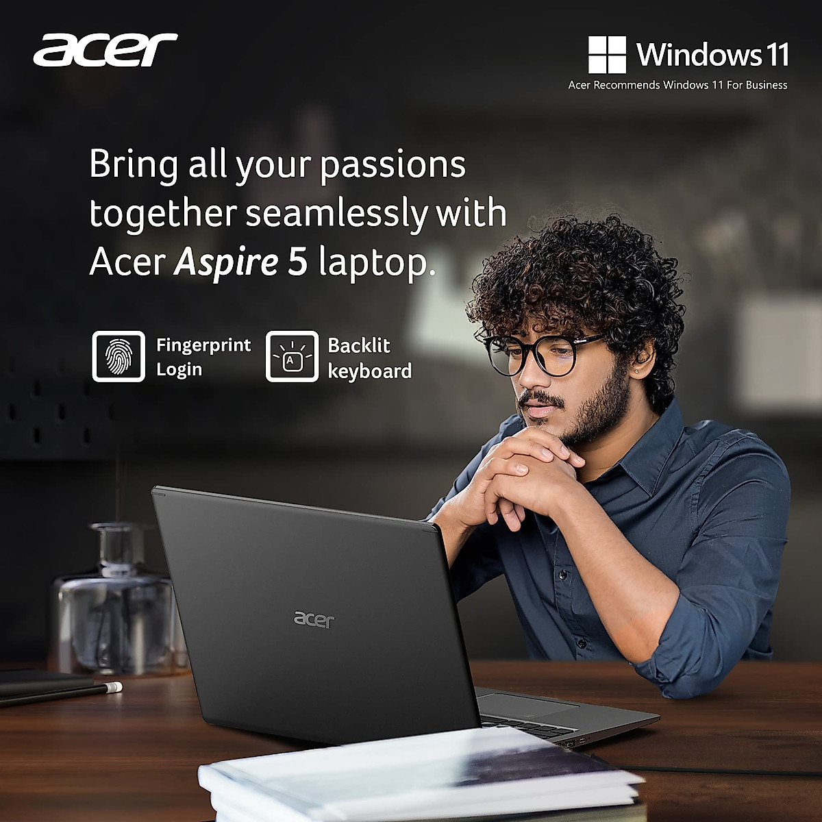 acer 2023 Newest Aspire 5 Slim Laptop, 15.6" Full HD Display, 8GB RAM, 256GB SSD Storage, AMD Ryzen 4-Core Processor, Backlit Keyboard, Fingerprint Login, HDMI, Ethernet Port, Type-C, Windows 11 S