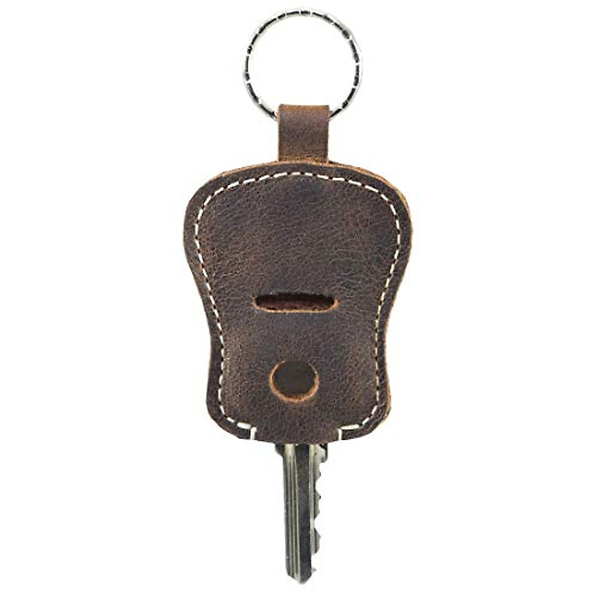 Hide & Drink, Leather Guitar Keychain/Key Holder/Keychain With Pouch for Most Used Key/Keychain for Musicians, Handmade :: Bourbon Brown