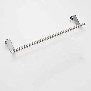 BCDlily Metal Towel Rack Bar Kitchen Over Cabinet Over Door Hand Towel Holder Work Glove Dishcloth Washcloths Organizer Hanger (Silver 2)