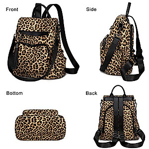 Womens Backpack Purse Set Casual Fashion Backpack Wallet Shoulder Bag Travel Daypack (Leopard with wallet)