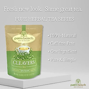 Cleavers Tea - Pure Herbal Tea Series by Palm Beach Herbals (30ct) [Packaging May Vary]