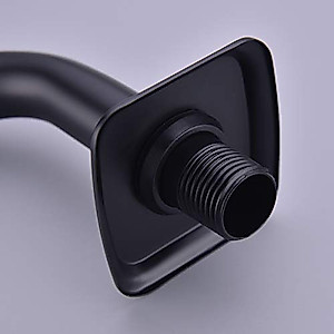 TRUSTMI Curved Shower Arm with Flange, 8-inch S-Shape Stainless Steel Top Shower Head Extension Replacement, Wall Mounted, Matte Black
