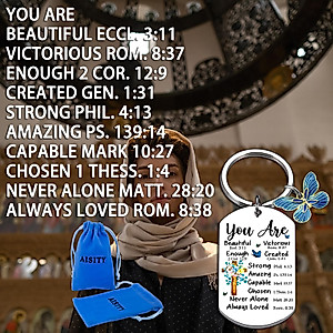 Aisity Inspirational Christian Gifts for Women Teen Girl Best Friend Mom Encouragement Spiritual Religious Bible Gifts for Womens Gifts Ideas Bible Verse Christian Keychain Accessories