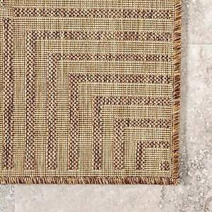 nuLOOM Asha Simple Border Indoor/Outdoor Area Rug, 4' x 6', Light Brown