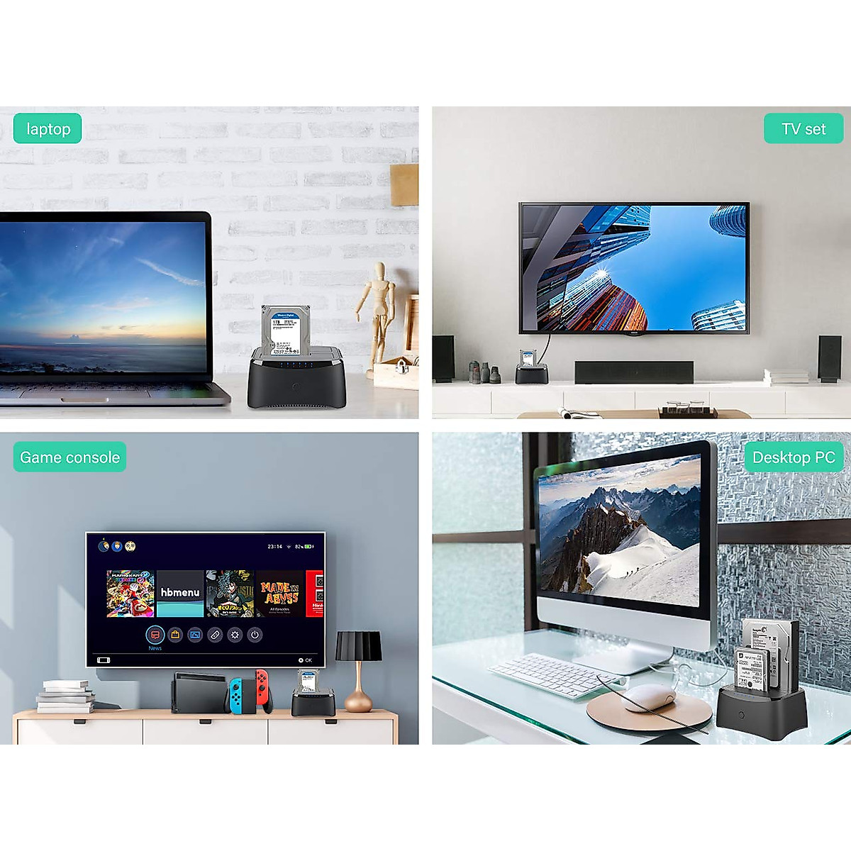 WAVLINK USB 3.0 to SATA I/II/III Dual Bay External Hard Drive Enclosures Docking Station for 2.5/3.5inch HDD SSD,Offline Clone,OTG,Supports UASP(up to 6Gbps) for Windows, Mac OS and Linux