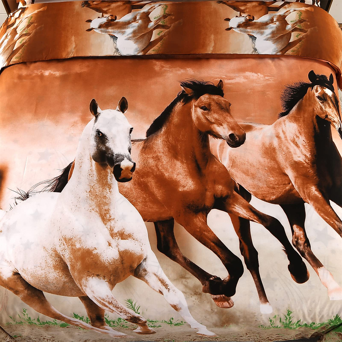 Wowelife Horse Bedding Sets for Boys and Girls Queen, Premium Horse Duvet Cover Set, Comfortable and Soft for Kids and Adults(Queen-4 Pieces)