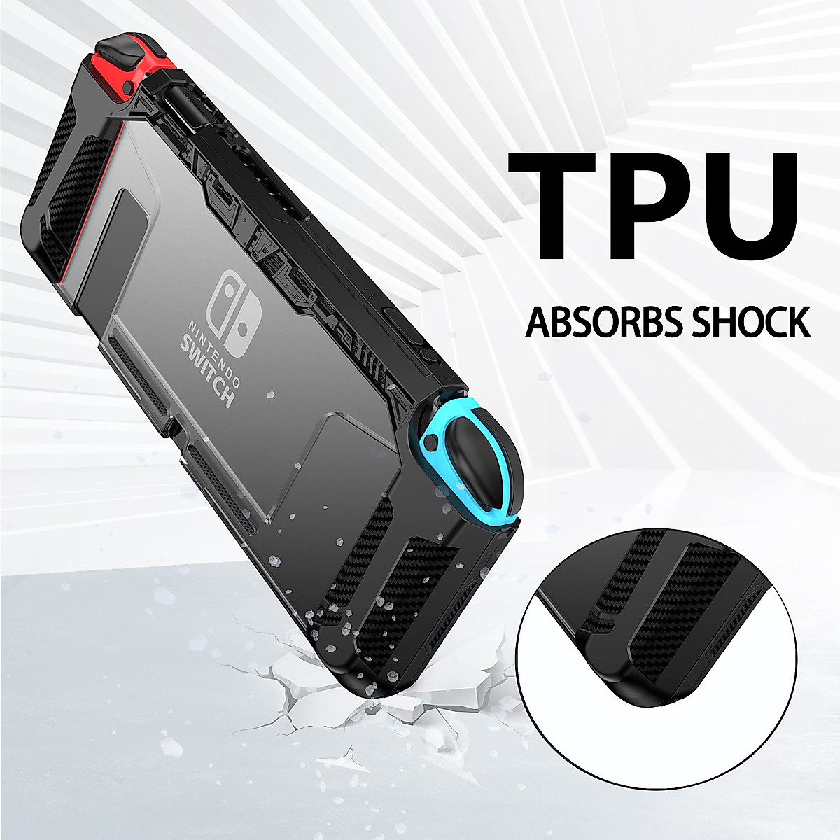 PiMivco Dockable Case for Nintendo Switch 2017,Protective Case Compatible for Nintendo Switch and Joy-Con Controller ,TPU Grip Cover with Shock-Absorption and Anti-Scratch Design(Black)…