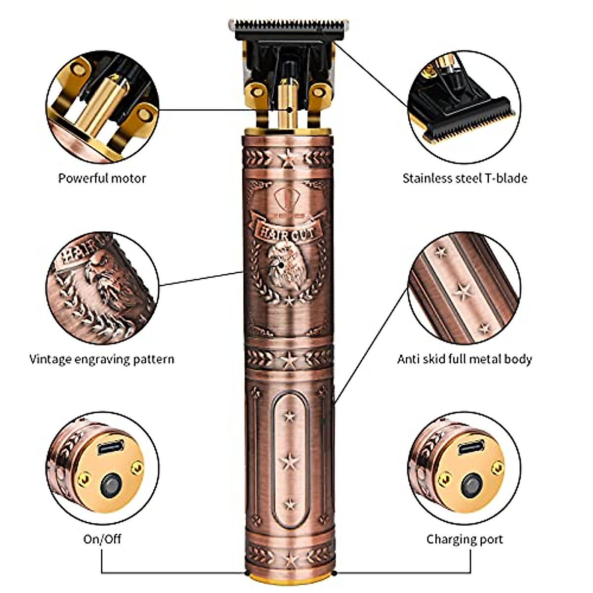 Ceenwes Zero Balde Hair Trimmer Pro T Outline Clippers T Blade Trimmer Cordless Zero Gapped Trimmer Professional Hair Clippers for Men