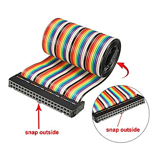Tool parts IDC Rainbow Wire Flat Ribbon Cable 40 Pins 50cm Length 2.54mm Pitch Type-C