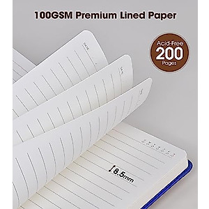 vfaejll A5 Lined Leather Journal Notebook for Men Women,5.9 X 8.4 Personalized Hardcover Journal with Pen,200 Pages 100 Gsm Thick Ruled Paper Daily Diary for School,Travel,Business,Work,Home,Writing