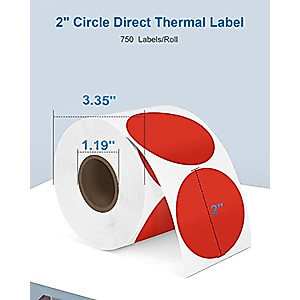 POLONO Label Printer, PL420 4x6 Thermal Printer, High-Speed Shipping Label Printer, Commercial Direct Thermal Printer, 2" Red Circle Thermal Sticker Labels, Self-Adhesive Stickers Labels