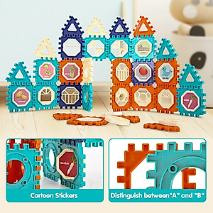 Moonsteps STEM Building Blocks Set for Kid, 156pcs Snap Tiles Building Toys for Kids Ages 4-8, Early Educational Building Kit for Girls & Boys, Christmas Birthday Gift for Toddler/Boy/Girl