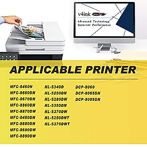 v4ink 4-Pack Compatible Toner Cartridge Replacement for Brother TN580 TN620 TN650 High-Yield work with HL-5240 HL-5250 HL-5340 HL-5370 MFC-8460 MFC-8480 MFC-8680 MFC-8690 MFC-8860 MFC-8890 Series