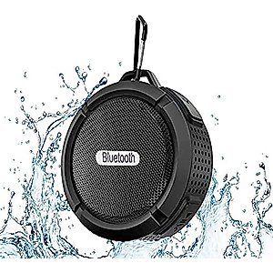 Bluetooth Speaker, IPX7 Waterproof Shower Bluetooth Speaker, Portable Wireless Outdoor Speaker with HD Sound, Support TF Card, Suction Cup for Home, Pool, Beach, Boating, Hiking 6H Playtime -Black