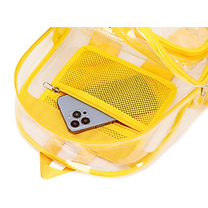 CAMTOP Clear Backpack Heavy Duty PVC Transparent Bag See Through BookBag for Student School Work Festival Sport Travel(17 Inch,Yellow)