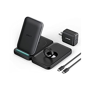Anker Wireless Charging Station, 533 Wireless Charger (3-in-1 Stand) for iPhone 13, 13 Pro, Samsung, AirPods Pro, Apple Watch 1-6 (Only Compatible with Original 3.3ft Watch Cable, Not Included)