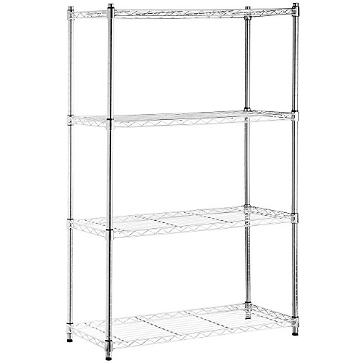 AmazonBasics 4-Shelf Shelving Storage Unit on 3'' Wheel Casters, Chrome Silver & 3-Shelf Adjustable, Heavy Duty Storage Shelving Unit (250 lbs per shelf), Steel Wire Rack, Chrome (23.3L x 13.4W x 30H)