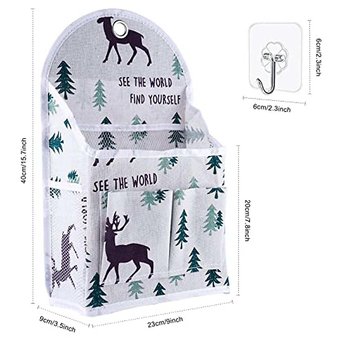 ZiMWoo 2 Packs Wall Hanging Storage Bag with Sticky Hook, Hanging Wall Basket Organizer for Bedroom Kitchen Dormitory, Waterproof Hanging Storage Organizer for Bathroom,Hanging Closet Basket