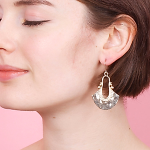 Boho Chic Hollow Shield Shape with Hammered Drop Earrings