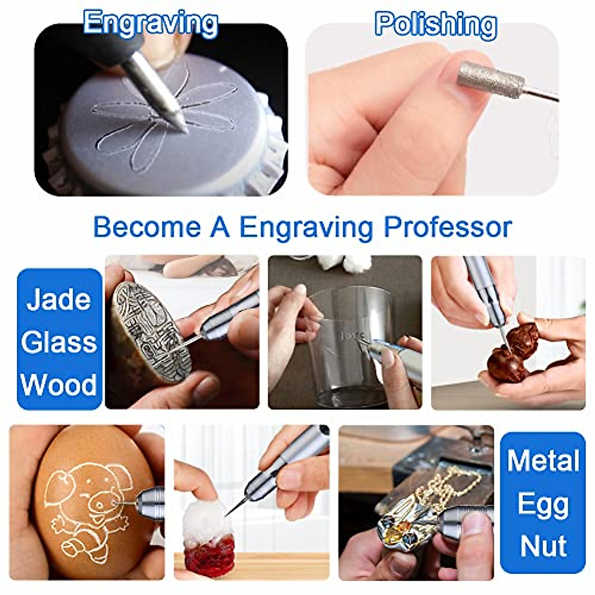 Newest USB Rechargeable Engraving Pen with 35 Bits and 4 Stencils,Mini Electric Engraving Machines Engraver Pen Etching Pen Cordless Rotary Tools Engraved Jewelry Glass Metal Wood Resin