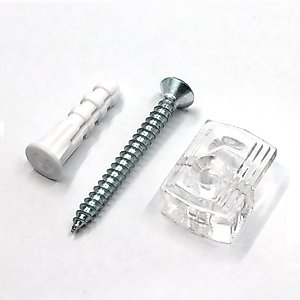 Clear Mirror Clips for Frameless Mirrors - Holds 1/4" Thick Glass - Pack of 20 Includes Anchors and Screws Kit
