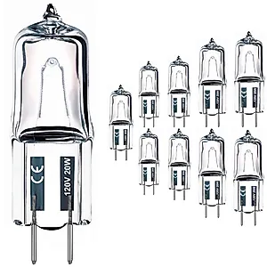 G8 Bulb, 10PCS G8 Halogen Bulb 20W 120V, G8 Base Bi-Pin Xenon Light Bulbs JCD Type, Warm White with Long Lasting Lifetime，G8 Halogen Light Bulbs Dimmable, G8 120V 20W for Under Cabinet Puck Lights