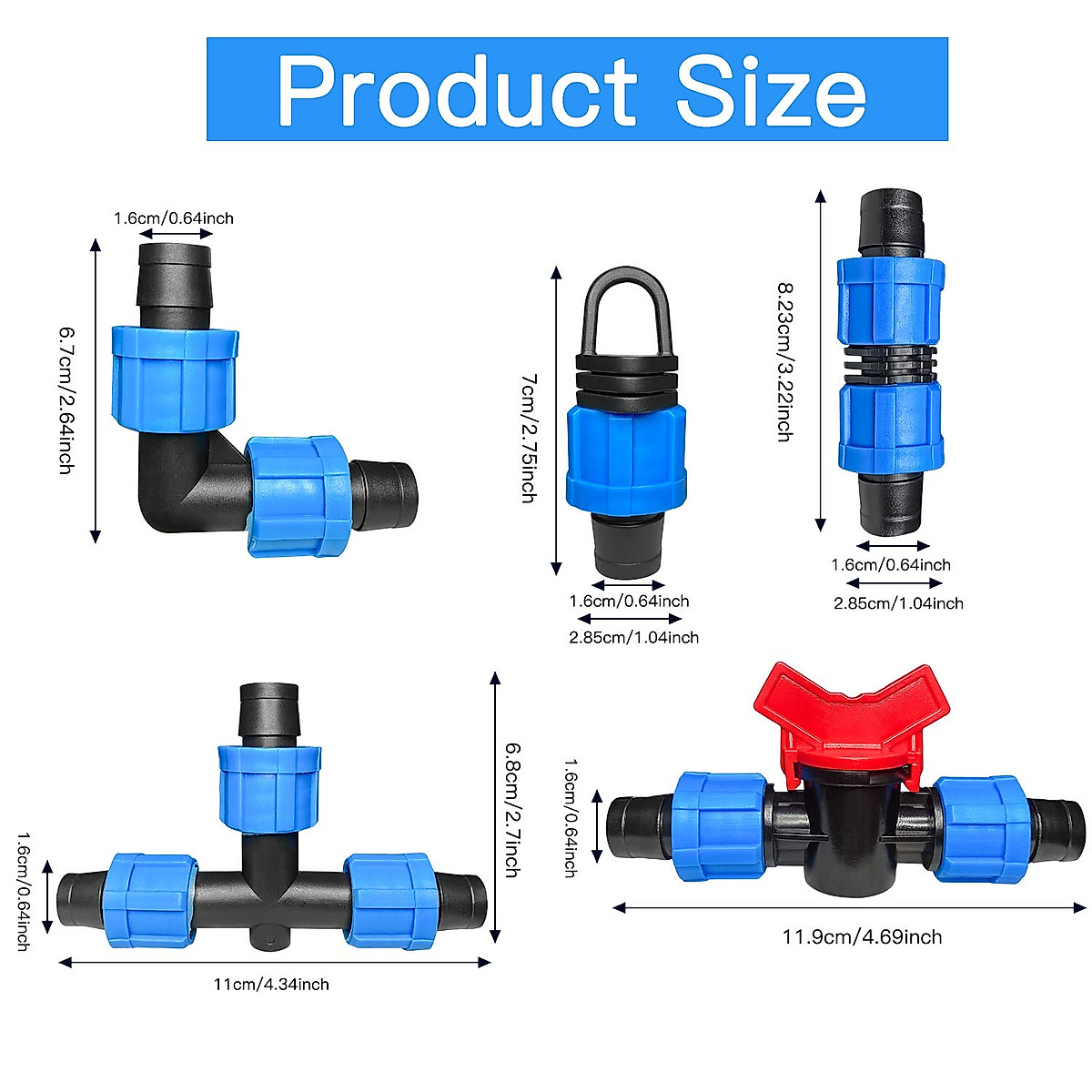 JTooloife 12 Pieces Drip Irrigation Elbow 1/2 Inch Universal Adapter Drip Tubing Fittings Connector Barbed Locking Fitting Fits Most 16-17mm Drip Tape and Tubing (12, Elbow)