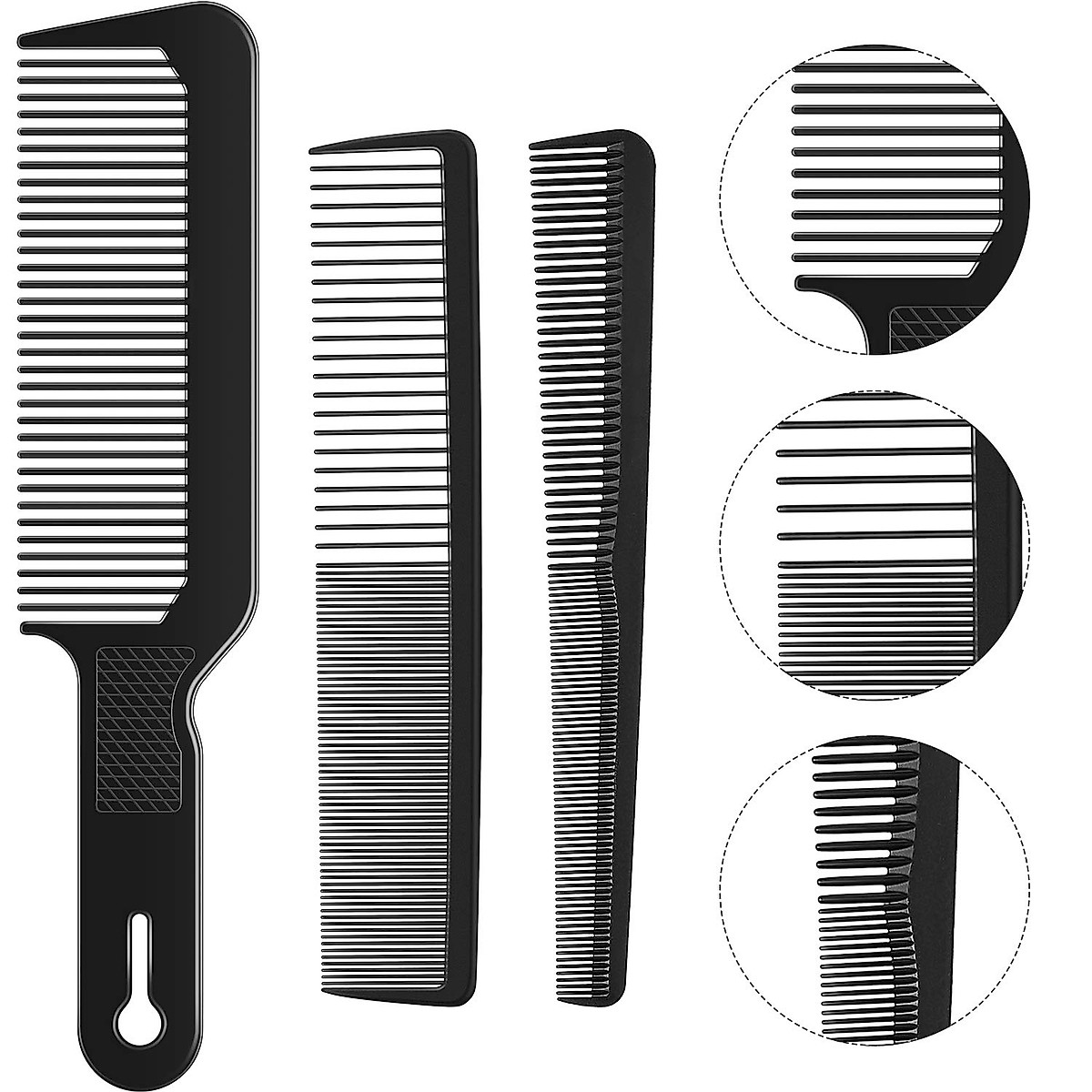 3 Pieces Men Barber Comb Set Taper Hair Cutting Flat top Clipper Flattop Barberology Comb Heat-Resistant Fiber Comb for Men Women
