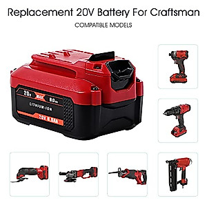 TenHutt 【Upgrade】 2Pack 20V 6.0Ah Replacement Battery for Craftsman V20 Lithium Ion Battery for CMCB205 CMCB204 CMCB206 CMCB202 CMCB201 20V Cordless Power Tools Craftsman 20V Battery