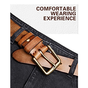 wolksprong Mens Belts Heavy Duty Mens Belts for Jeans - Full Grain Leather, High Hardness Buckle, Packed In Gift Box