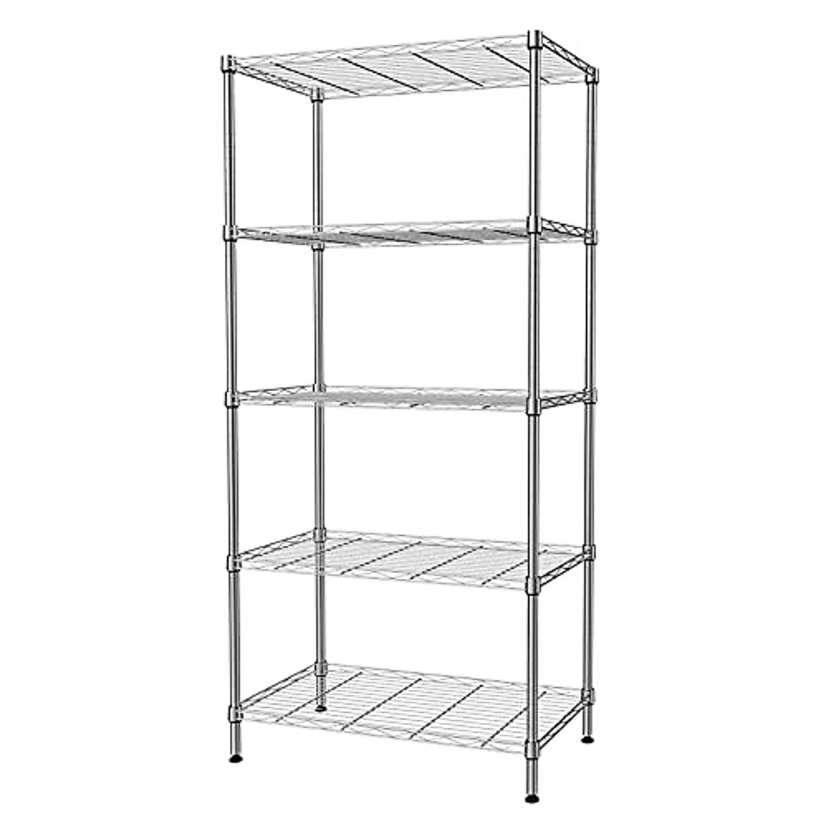 SINGAYE 5 Tier Storage Rack Wire Shelving Unit Thicken Heavy Duty Storage Shelves for Pantry Closet Kitchen Laundry 880Lbs Capacity 13.38"x 23.22"x 59.05"(DxWxH) Silver