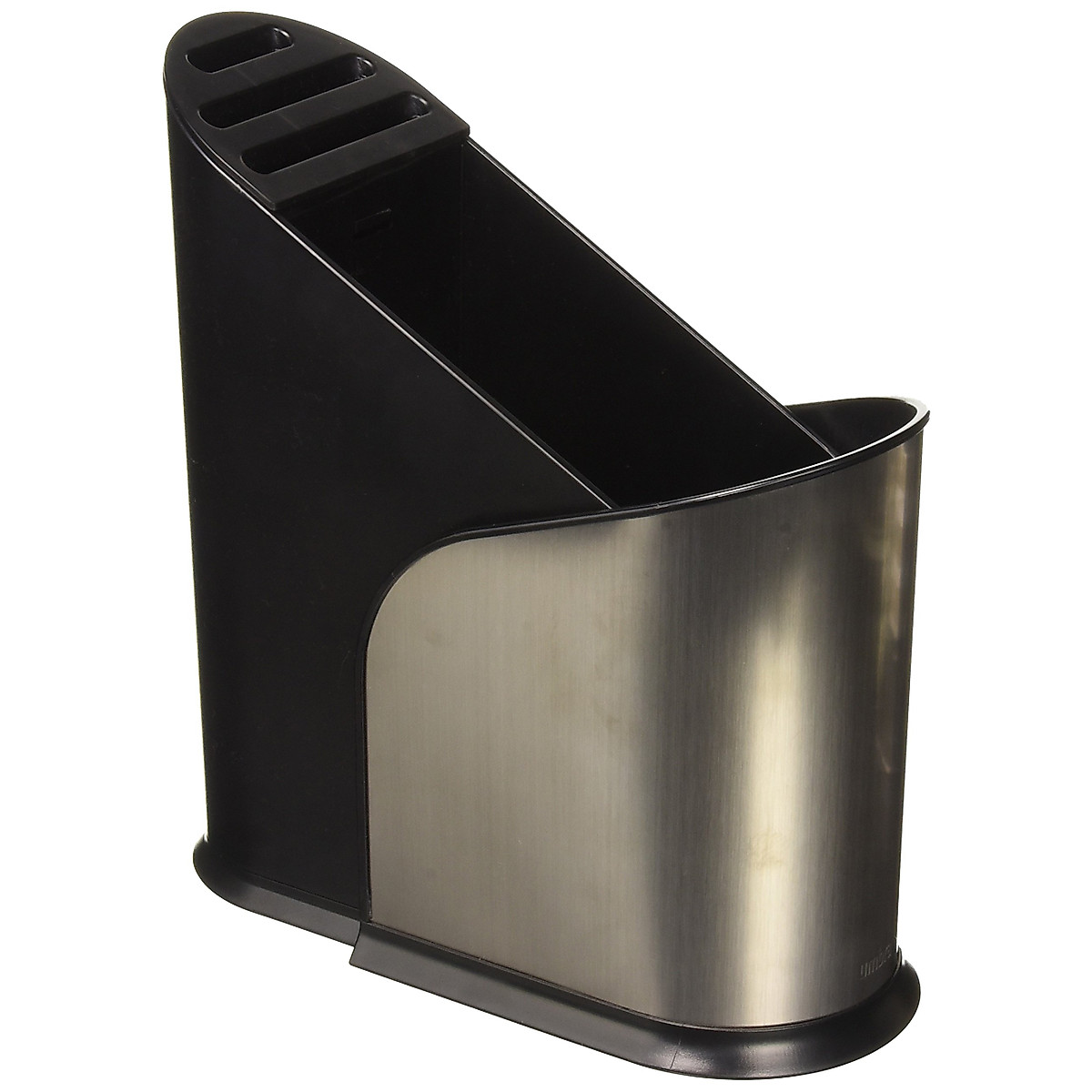 Umbra Furlo, Expandable Kitchen Utensil Holder, Multi-Functional Caddy Organizer with Divider and Extra Storage, Ideal for Keeping Knives and other Utensils Instantly Accessible, Black/Stainless Steel