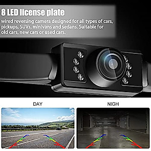 BESULEN Car License Plate Reverse Backup Camera, 8 LED Waterproof Back Up Camera, 720P Clear Night Vision Car Rear View Camera, Car Accessories Universal Reverse Rearview Cam for Vehicle SUV Pickup