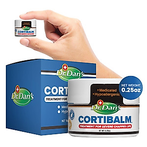 Dr. Dan's Cortibalm Jar - 1 Pack - for Dry Cracked Lips - Healing Lip Balm Jar for Severely Chapped Lips - Designed for Men, Women and Children -