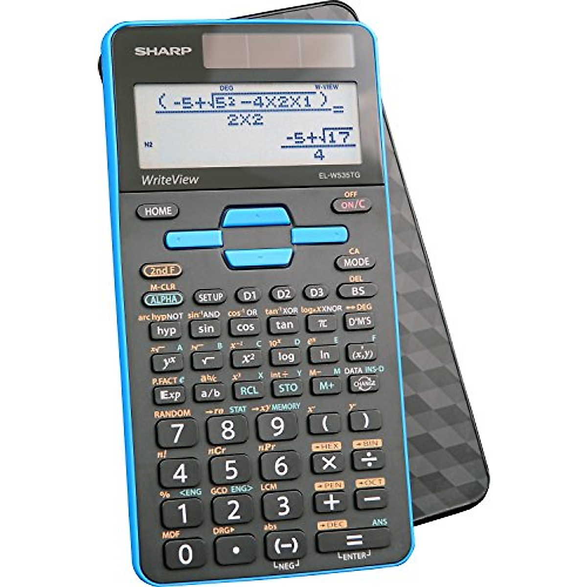 Sharp Calculators EL-W535TGBBL 16-Digit Scientific Calculator with WriteView, 4 Line Display, Battery and Solar Hybrid Powered LCD Display, Black & Blue, Black, Blue, 6.4" x 3.1" x 0.6" x 6.4"