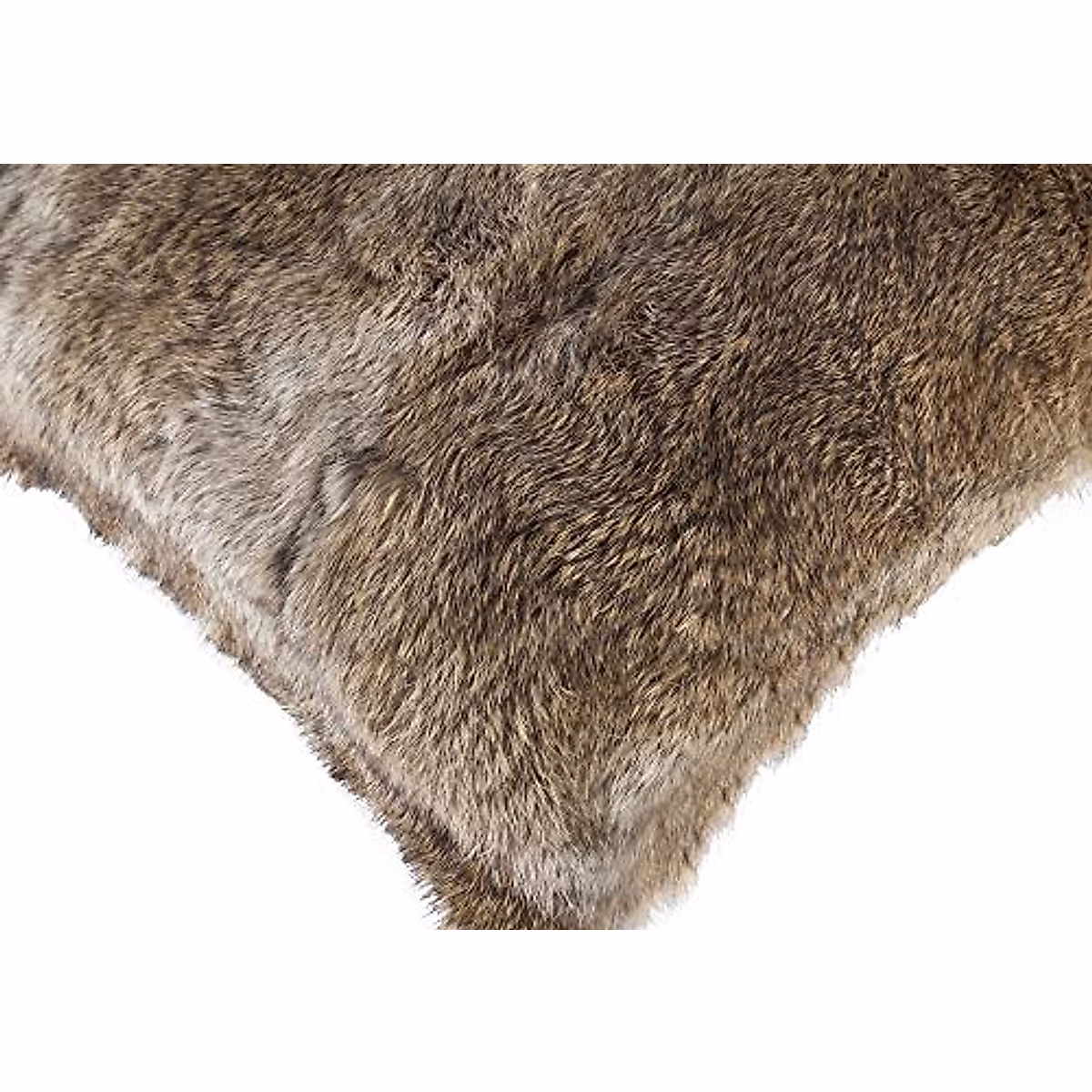 Natural Fur Throw Pillow Cover with Soft Poly Insert | Handcrafted Fluffy Decorative Pillow with Real Rabbit Fur, Hazelnut, 12 in x 20 in