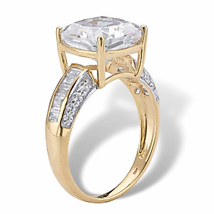 PalmBeach Jewelry 10K White or Yellow Gold Cushion Cut Cubic Zirconia Engagement Ring Size 8