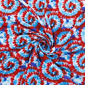 RWB Tie-Dye Swirl DBP Fabric- Double Brushed Polyester 4 Way Stretch - 1/2 Yard