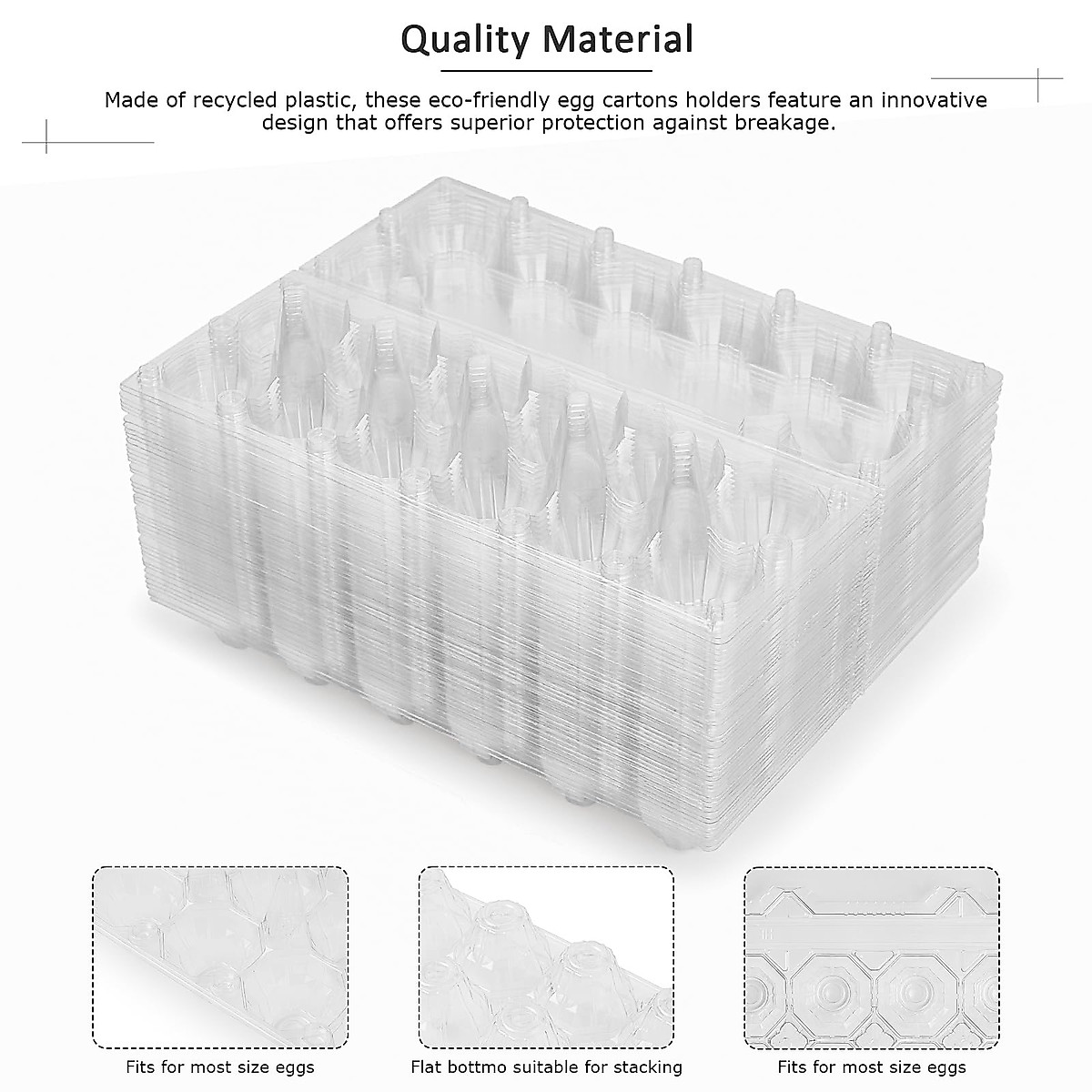ALISWAT Clear Plastic Egg Carton for 12 Eggs, 48Pack Egg Tray Reusable Medium Size Egg Cartons Suitable for Refrigerator Chicken Farm Markets, Egg Cartons Cheap Bulk, 2x6Grids