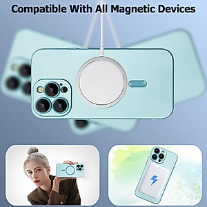 ankofave Magnetic case for iPhone 13 Pro Max Phone Case for Women, Matte Luxury Soft Metallic Luster Design with Camera Lens Protector, Compatible with Magsafe Case for iPhone 13 Pro Max 6.7"-Blue