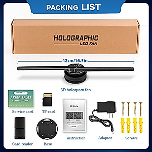 Spolehli 3D Hologram Fan with WiFi Control, 16.5in Holographic Fan Advertising Display with 700+ Video Libraries, Led 3D Hologram Projector for Christmas Decorations, Store, Bar (16.5" 224 Beads)