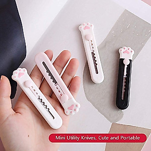 Leven Cute Retractable Box Cutters, 3 Utility Knife, Sharp Cartons Cardboard Cutter Razor Knife for Christmas, Smooth Mechanism Perfect for Office and Home Use