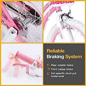 Royalbaby Stargirl Kids Girls Bike Bicycle with Basket Training Wheels Kickstand 16 Inch Pink