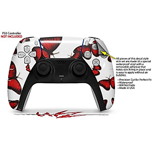 WraptorSkinz Skin Wrap compatible with Sony PS5 DualSense Controller Butterflies Red (CONTROLLER NOT INCLUDED)