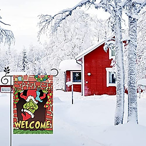 AnyDesign Christmas Garden Flag Vertical Double-Sided Waterproof Xmas Welcome Flag Funny Cartoon Character Outdoor Decorative Flag for Winter Holiday Farmhouse Lawn Patio, 12.5 x 18 Inch